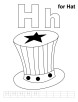 H for hat coloring page with handwriting practice